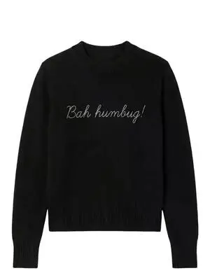 Chinti & Parker Slogan-embroidered Wool Sweater - Black