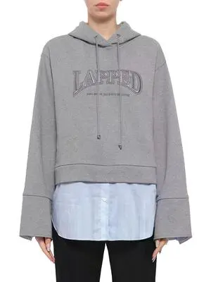JUUN.J Layered-design Logo-embroidered Hoodie - Grey