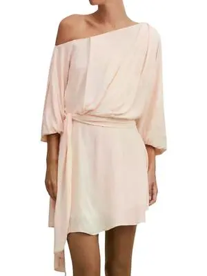 EVER NEW Sammy Draped Asymmetric Mini Dress Neutrals