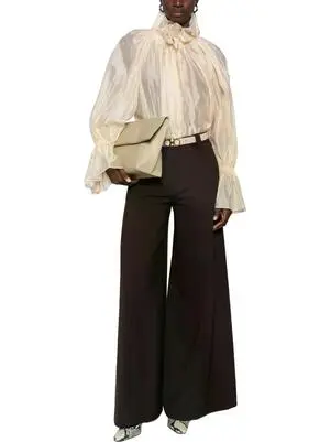 THELATEST Estelle Ruffled-collar Balloon-sleeve Top - Neutrals