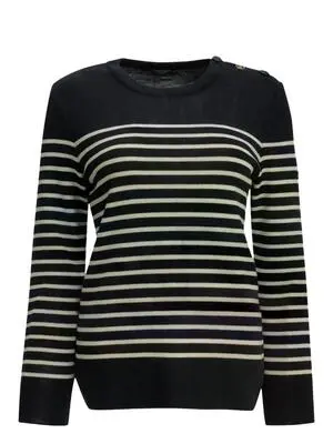 Saint James Striped Button-detail Sweater Blue