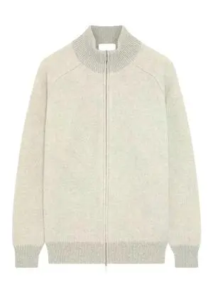 LARDINI Ribbed-knit Zip-up Cardigan - Neutrals