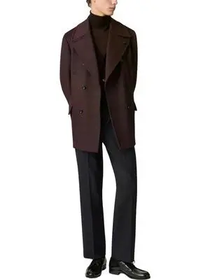 LARDINI Micro-herringbone Double-pleated Trousers - Blue