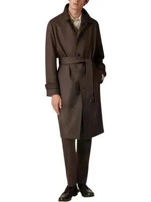 LARDINI Single-breasted Wool Trench Coat - Brown