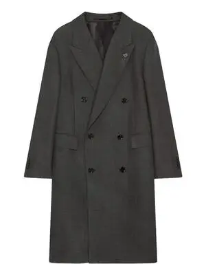 LARDINI Double-breasted Peaked-lapel Coat - Grey