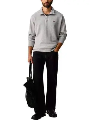 LEVI'S Quarter-zip Logo-patch Sweatshirt - Grey