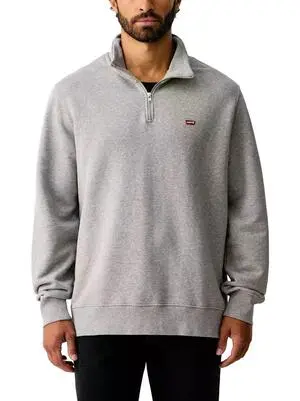 LEVI'S Quarter-zip Logo-patch Sweatshirt - Grey