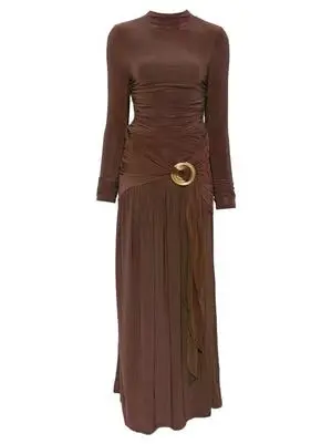 Aje Selah Ruched Long-sleeve Maxi Dress - Brown