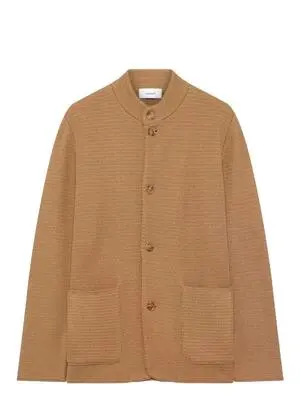 LARDINI Mandarin-collar Basket-stitch Cardigan - Neutrals