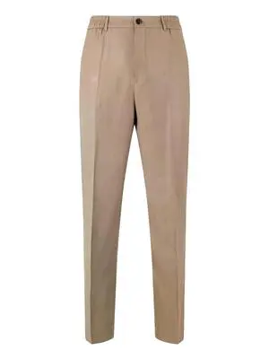 SLOWEAR Elasticated-waistband Tapered Trousers - Neutrals