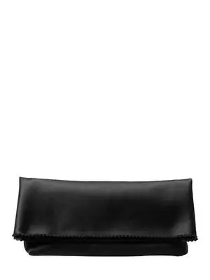 Michael Kors Isabella Satin Foldover Clutch In By - Black