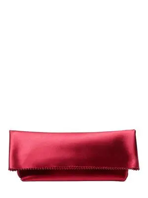 Michael Kors Isabella Satin Foldover Clutch In By - Red