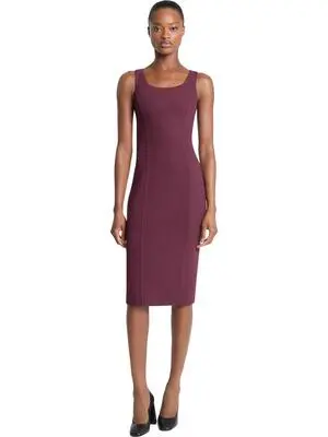 Michael Kors Double Faced Stretch Wool Crepe Scoop-neck Sheath Dress In Size By - Red