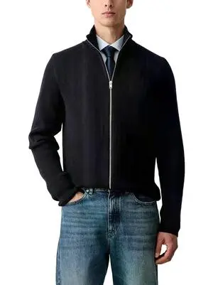 LINDBERGH Ribbed-knit Zip-up Cardigan - Blue