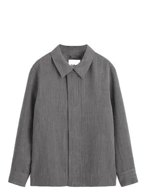 Cos Placket-detail Wool Shirt - Gray