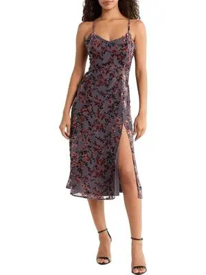 SUGARLIPS Liberty Floral Midnight Burnout Midi Dress - Grey Multi