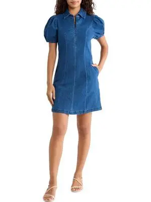 SUGARLIPS Adalyn Puff Sleeve Denim Minidress