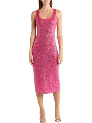 SUGARLIPS Kamari Sequin Tank Dress Fuchsia