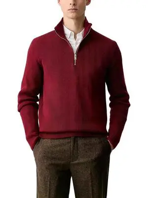 LINDBERGH Quarter-zip Ribbed Sweater