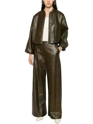 Imperial Woven-effect Wide-leg Trousers - Green