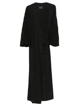 PHILIA LOFT V-neck Pleated-sleeve Maxi Dress