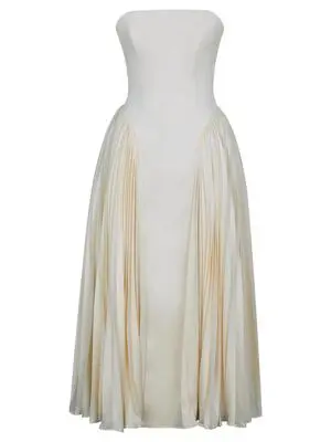 MISS CIRCLE NEW YORK Marnie Butter Pleated Satin Midi Dress - Yellow