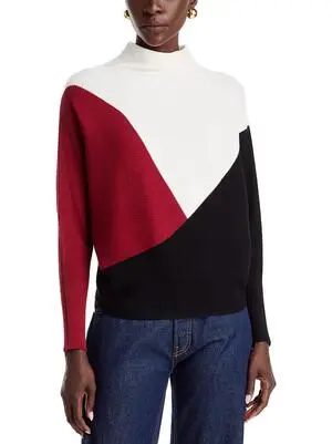 T Tahari Colorblock Dolman Sleeve Sweater - Dark Ruby
