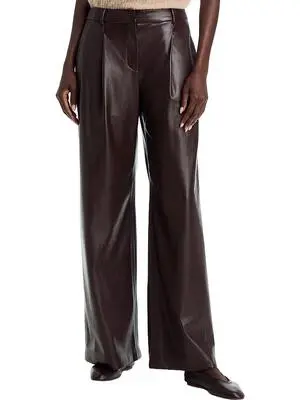 Hugo Boss Tiana Faux Leather Wide Fit Trousers - Mole