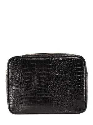 ABBODE Croc Embossed Faux Leather Pouch - Black