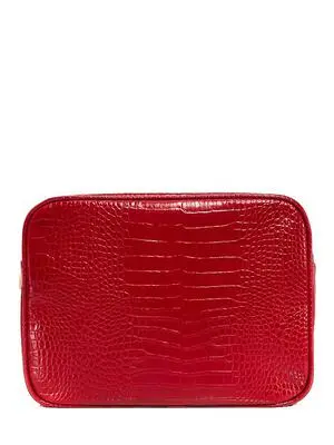 ABBODE Large Croco Embossed Pouch - Red