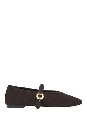 Maje Suede Mary Jane Flats - Brown