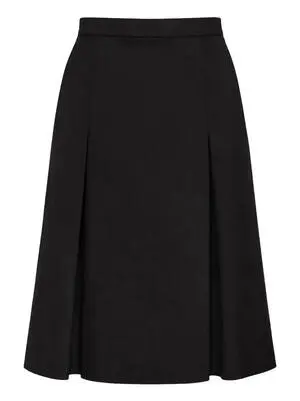 PUSHBUTTON Flared Pleated Midi Skirt - Black