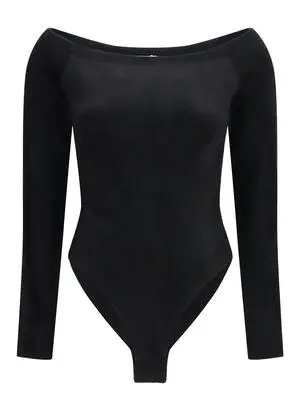 Alaïa Velvet Off-shoulder Bodysuit - Black