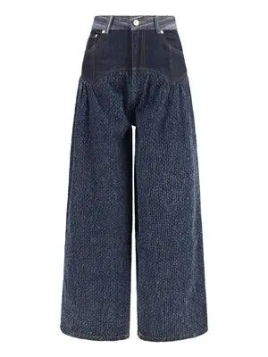 GANNI Embroidered Corset Balloon Jeans - Blue