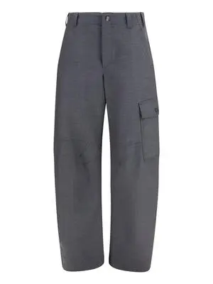 Brunello Cucinelli Barrel Cargo Pants In Virgin Wool Twill With Monile - Grey