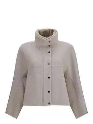 Brunello Cucinelli Double-faced Wool And Cashmere Jacket With Detachable Shearling Insert Grey