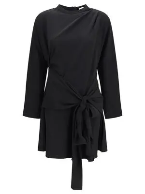 GANNI Draped-knot Crepe Mini Dress - Black