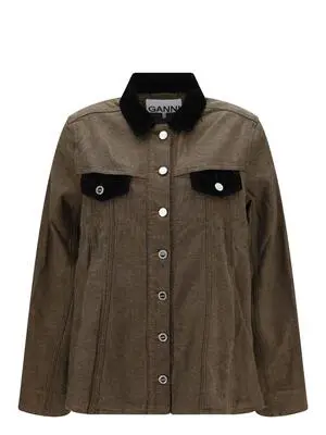 GANNI Neppy Denim Overshirt - Brown