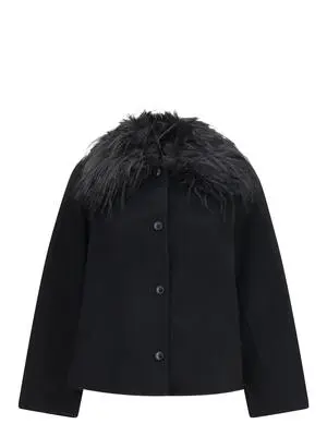Loulou De Saison Rafe Jacket With Faux-fur Collar - Black