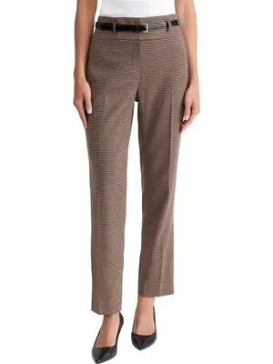 KASPER Belted Slim Leg Pants - Cinnamon Multi