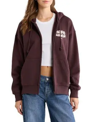 PACSUN Front Zip Hoodie - Brown