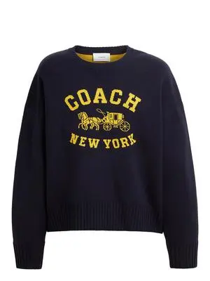 COACH Double Face Crewneck Sweater - Navy