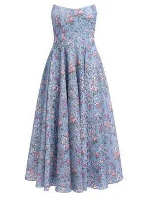MARKARIAN Rousseau Lace Midi Dress - Blue