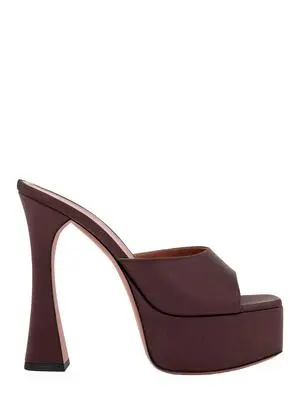 Amina Muaddi Dalida Satin Platform Mules - Brown