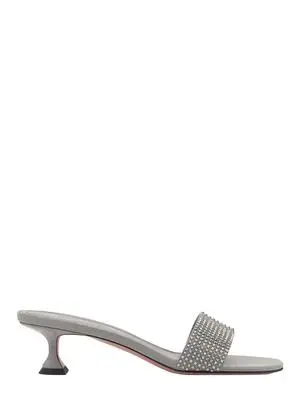 Amina Muaddi Andreea Crystal Satin Slipper Mules - Grey