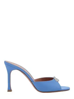 Amina Muaddi Mini Camelia Crystal Satin Slipper Mules - Blue
