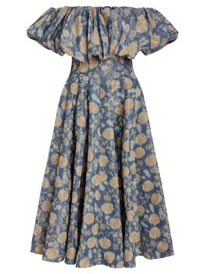 MARKARIAN Freesia Ikat Midi Dress - Blue