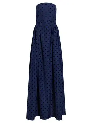 Delphine Audrey Polka-dot Taffeta Gown - Navy