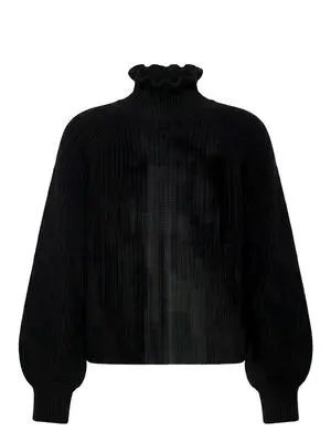 MAX MARA Ruffle-trim Ribbed-knit Sweater