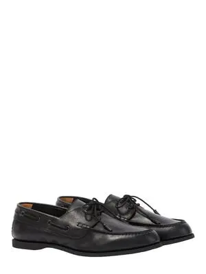 Frescobol Carioca Marina Leather Boat Shoes - Black